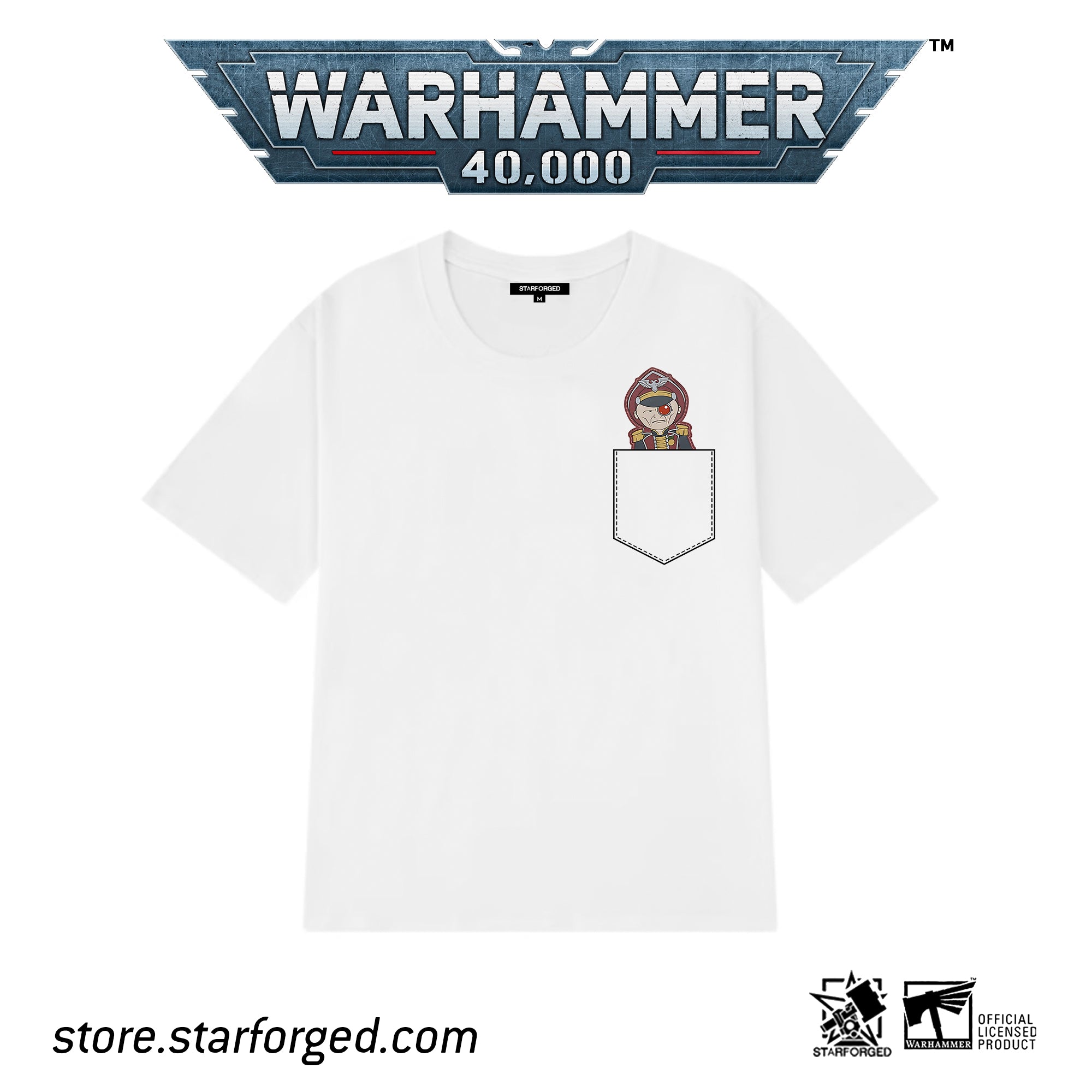 Starforged Commissar Cartoon Warhammer 40K White Summer Short Sleeve M ...