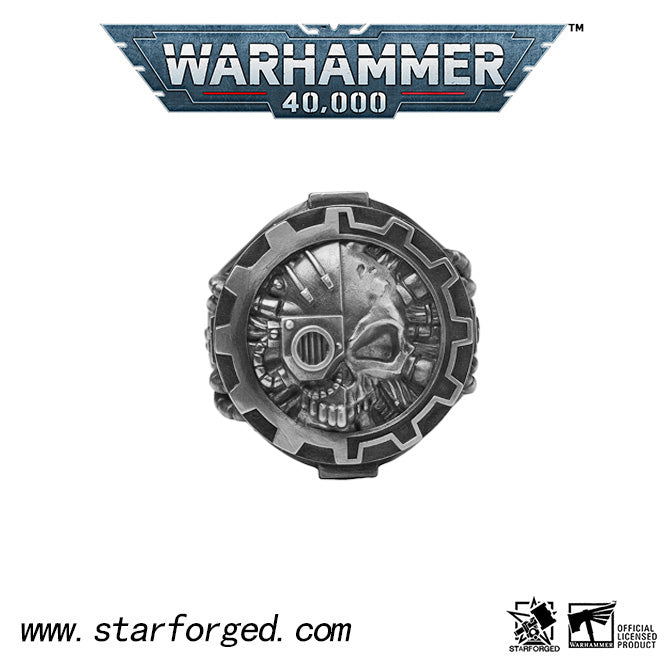 Warhammer 40K Adeptus Mechanicus Seal of Machine God Silver Ring Punk ...